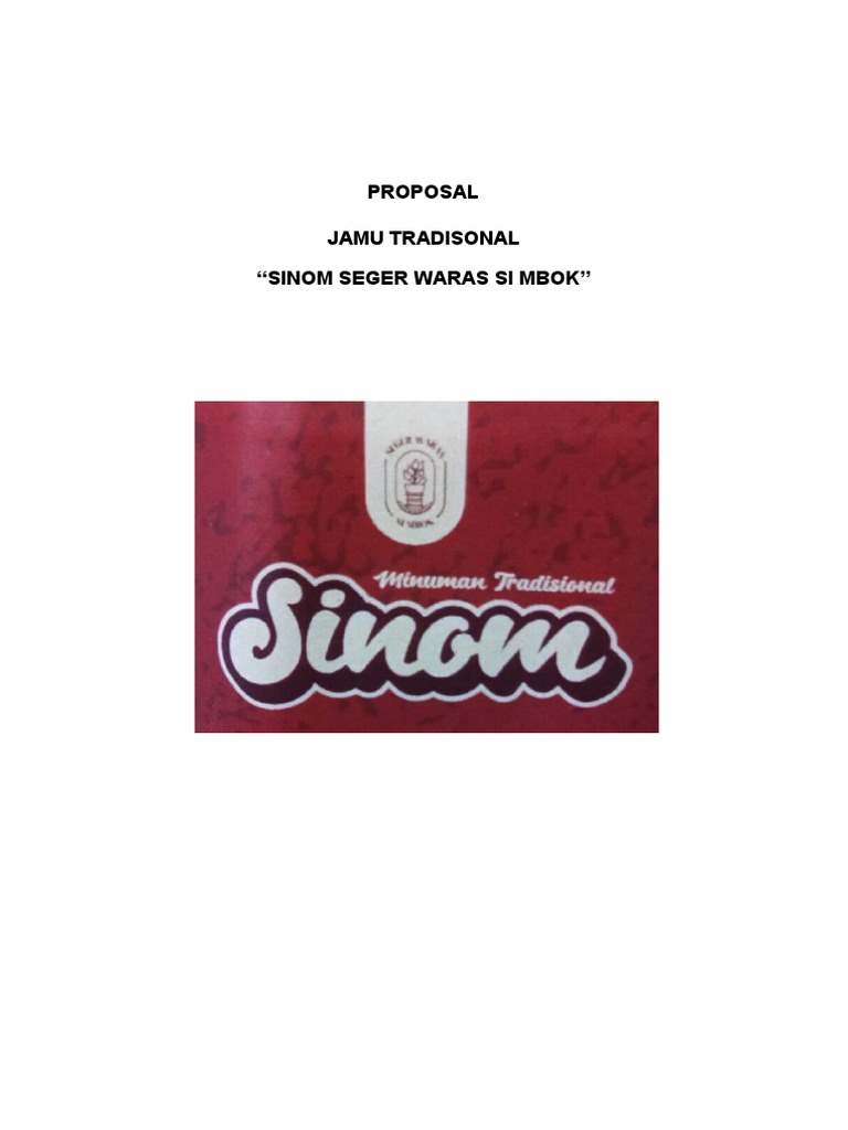 Proposal Usaha Jamu Sinom Seger Waras | PDF