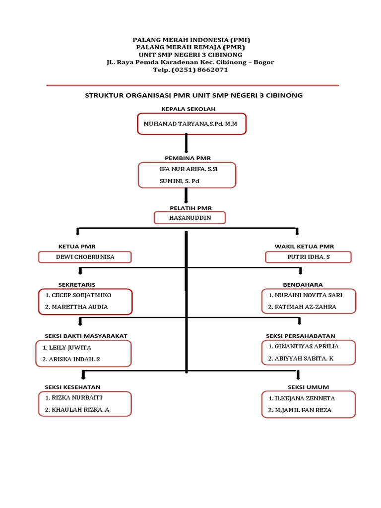 STRUKTUR ORGANISASI PMR VIN18.docx | PDF