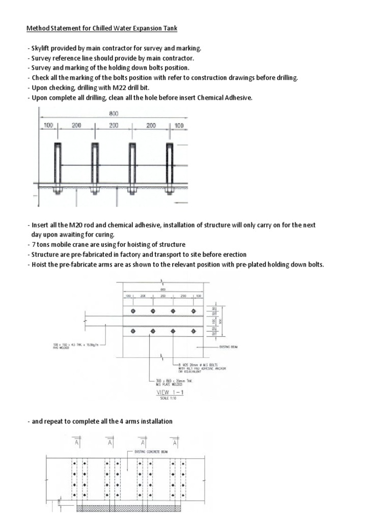 Method Statement For Chilled Water Expansion Tank | PDF