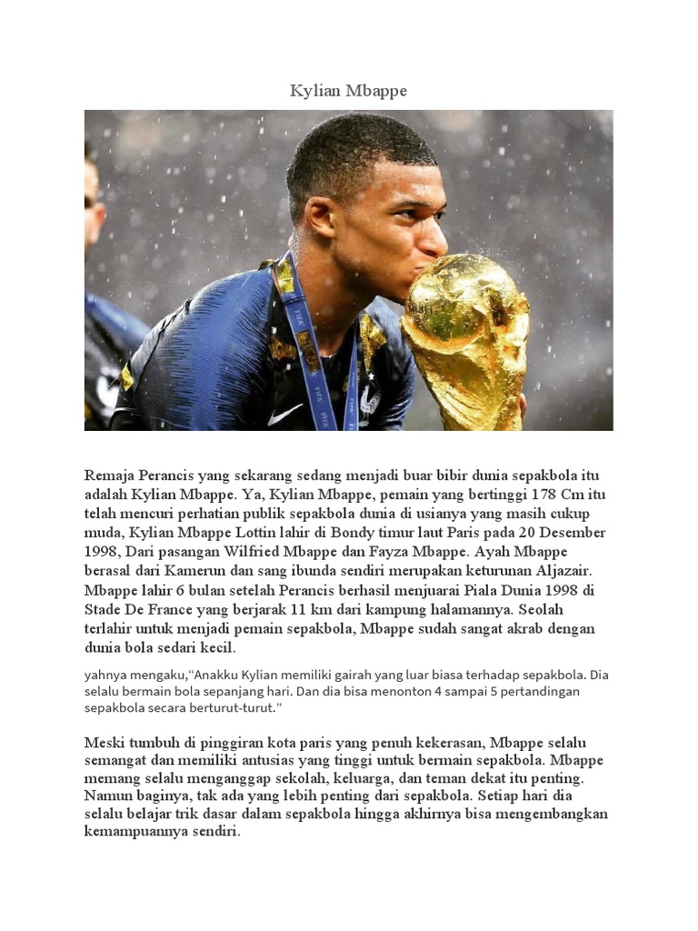 Biografi Kylian Mbappe: Dari Bondy ke Juara | PDF