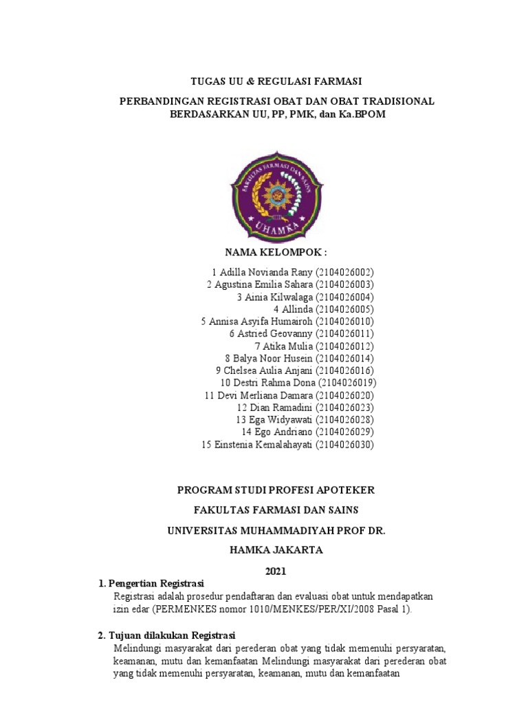 Uurf Registrasi Obat Dan Ot 1 | PDF