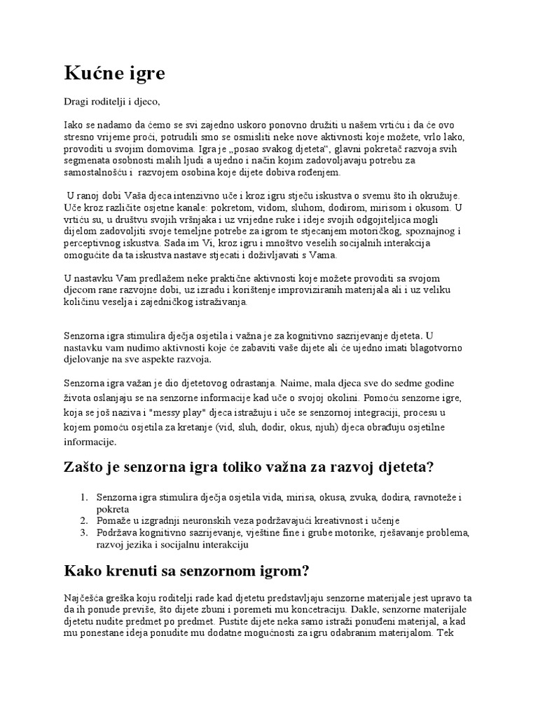 Senzorne Igre PDF | PDF