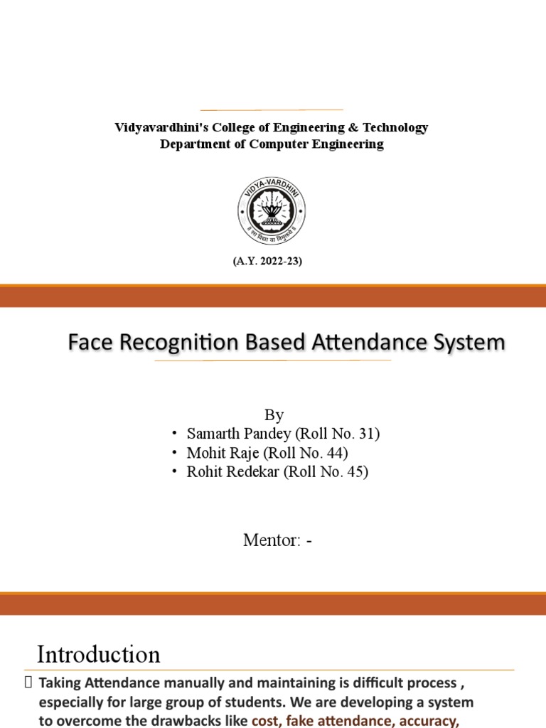 Face Recognitio Based Attendance System Pdf 