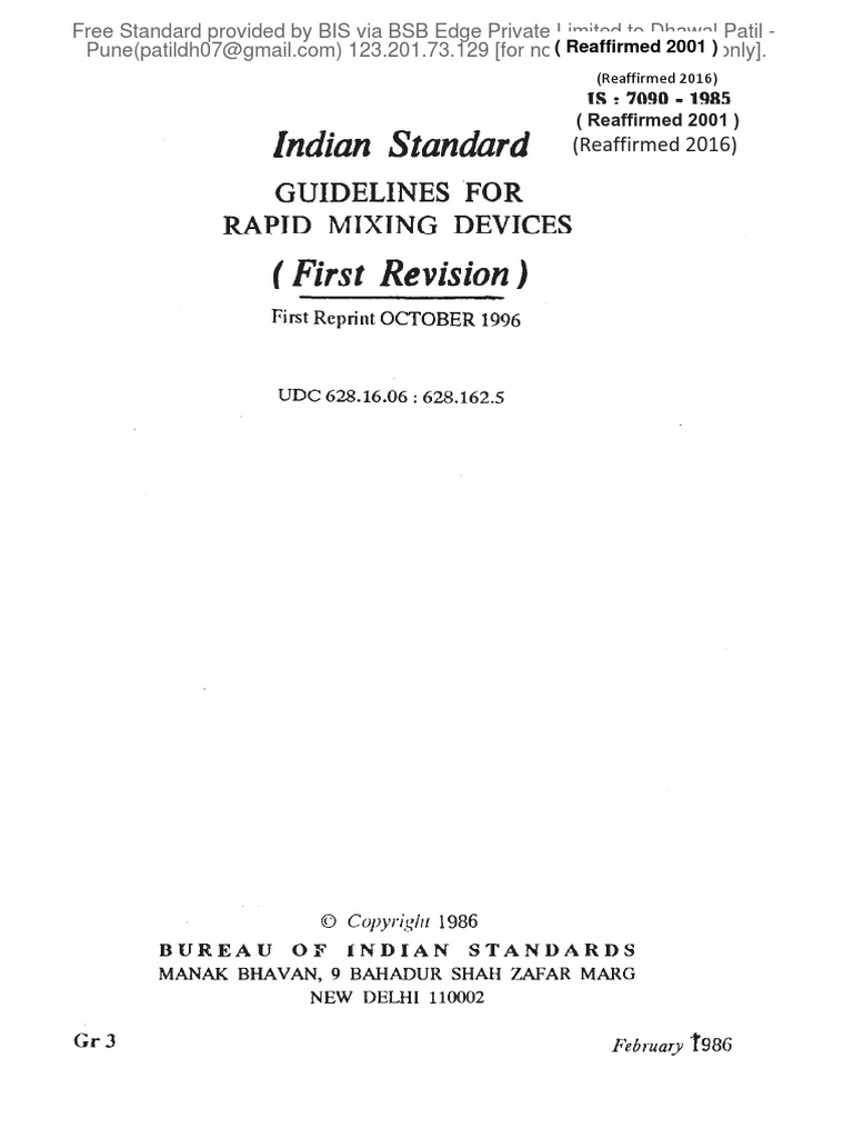 7090 1985 - Guidelines For Rapid Mixing Devices PDF | PDF
