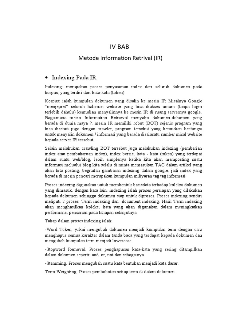 BAB IV-Metode Information Retrival (IR) | PDF