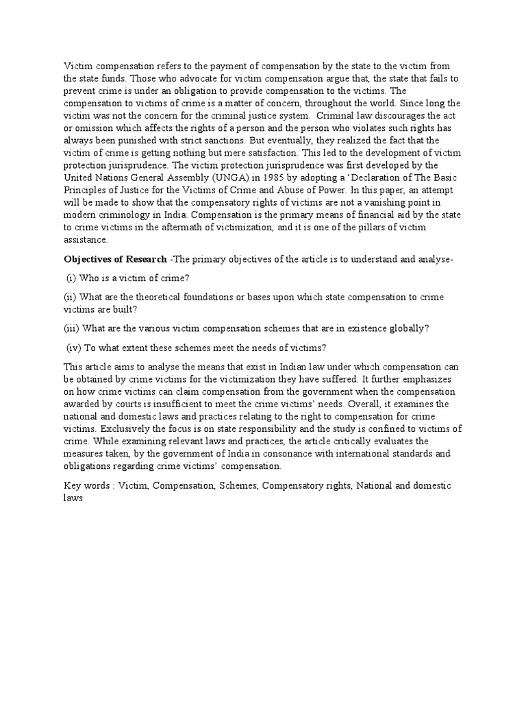 Understanding Victim Compensation in India | PDF | Crimes | Crime ...