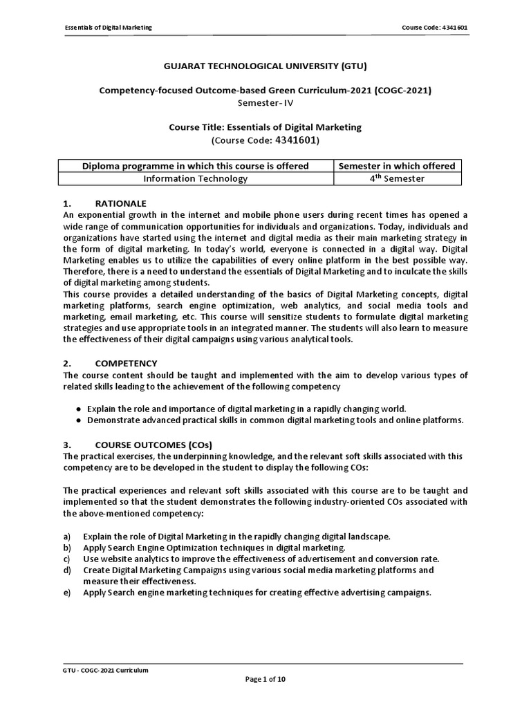 Essentials Of Digital Marketing Course Pdf Digital Marketing