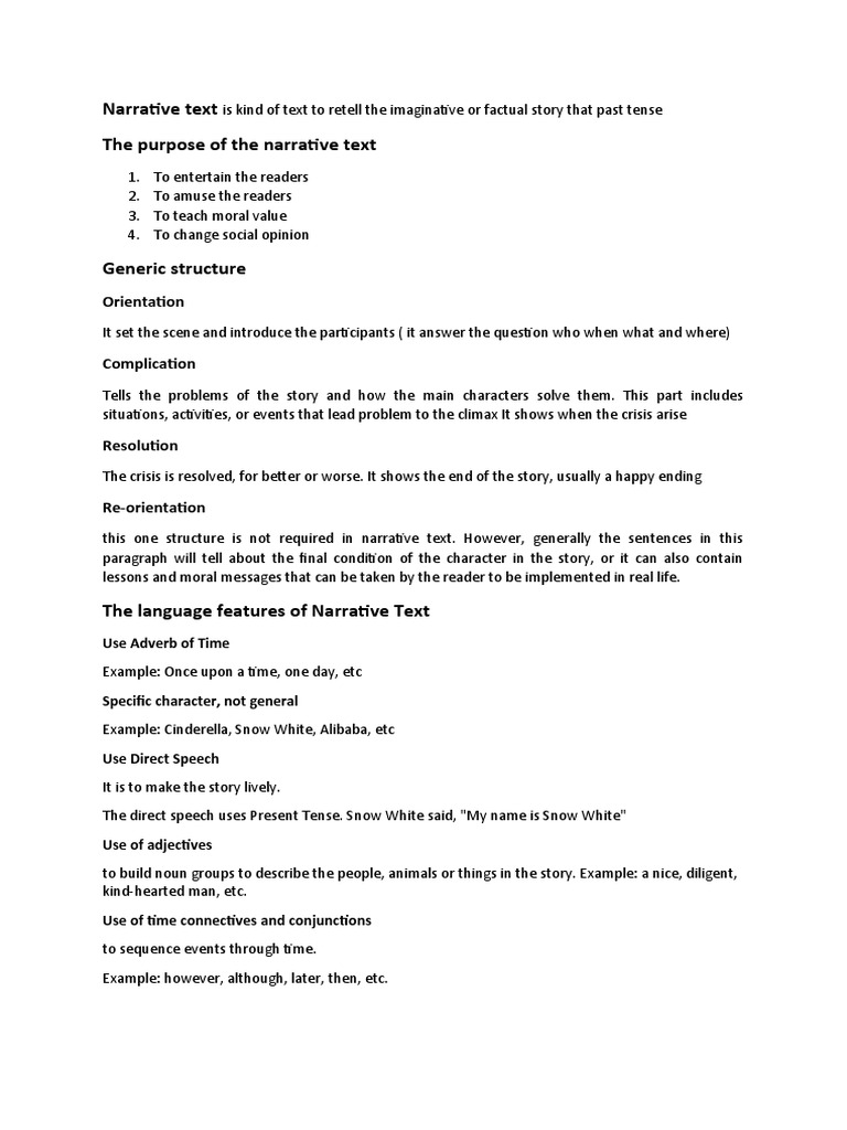 Narrative Text Is Kind of Text To Retell The Imaginative or Factual ...