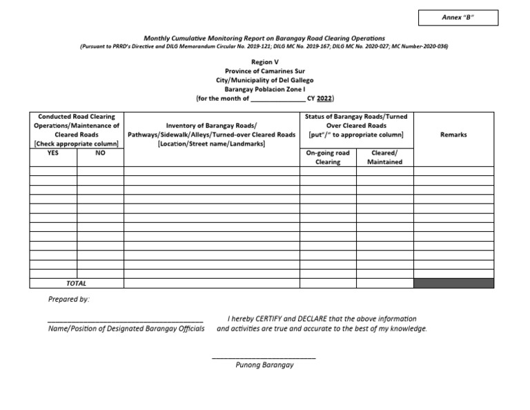 Road Clearing Blank Form | PDF