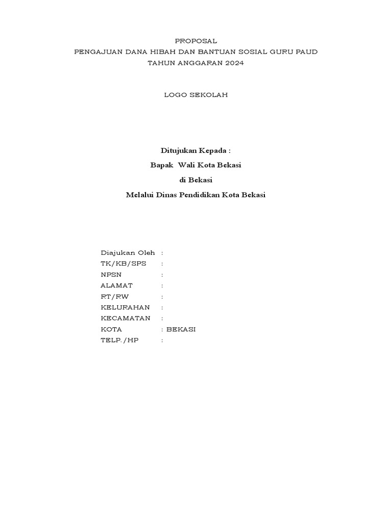 Contoh Proposal Hibah Honorarium TA 2024 | PDF