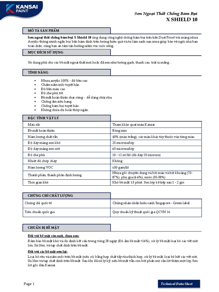 TDS - X Shield 10 (Vie) | PDF