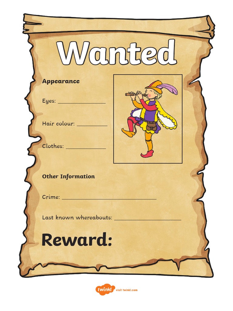 The-Pied-Piper-Wanted-Poster Wanted - Ver - 3 PDF | PDF