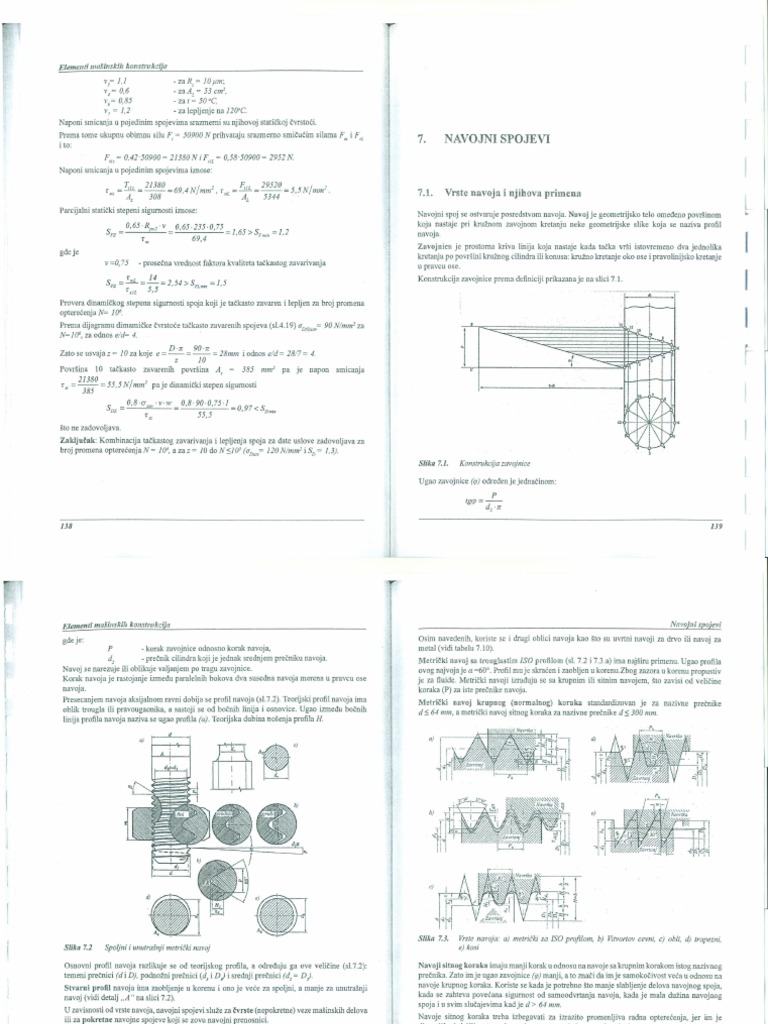 Mašinske Konstrukcije - Navojni Spojevi PDF | PDF