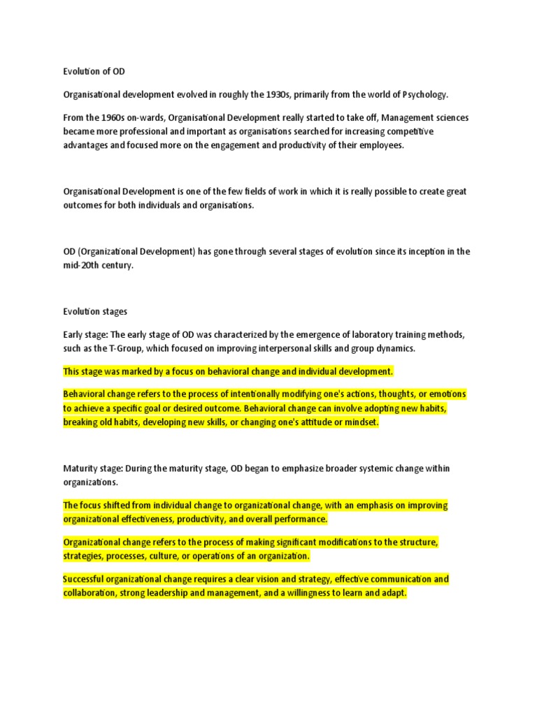 Evolution of OD | PDF | Organization Development | Psychological Concepts