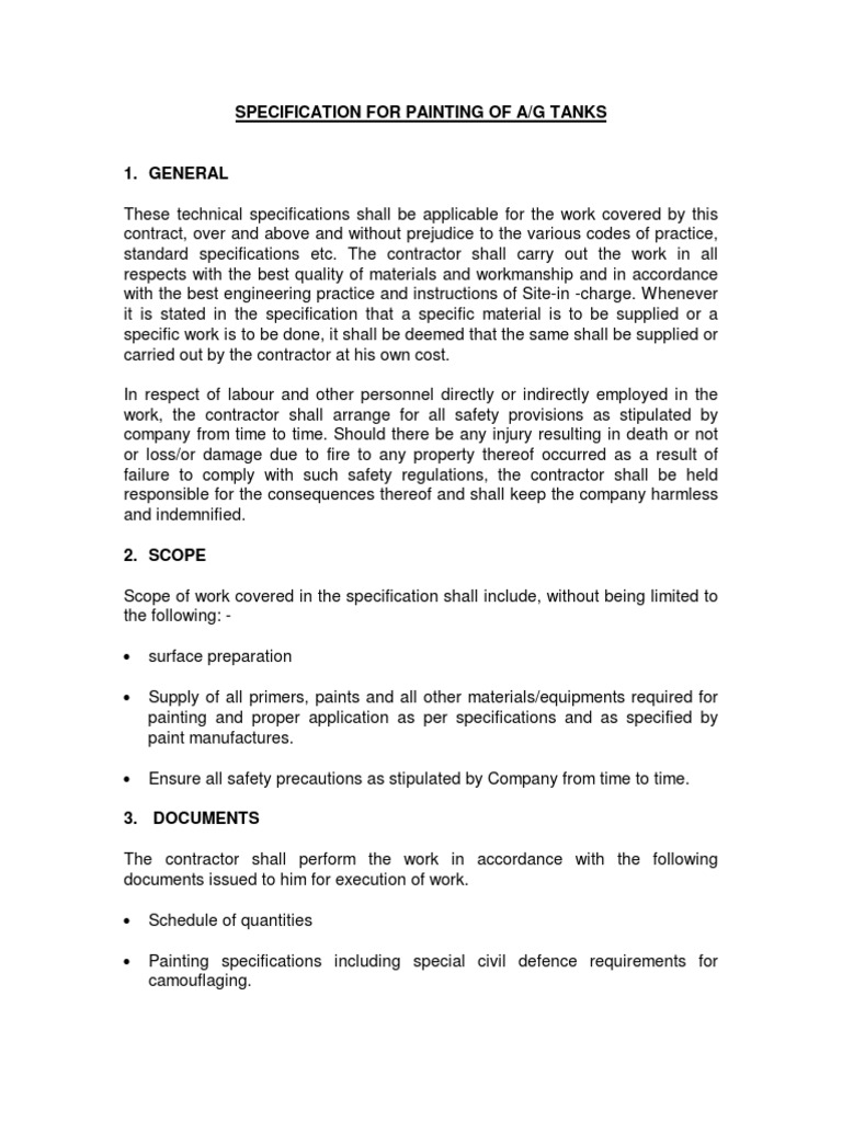 A/G Tank Painting Specifications | PDF | Paint | Epoxy