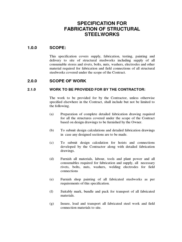 10 Specifications For Fabrication of Structural Steel Works | PDF | Welding | Construction