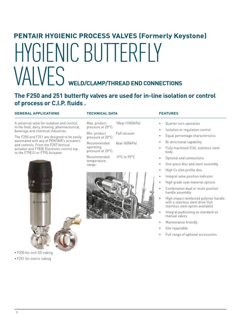 Pentair F250 Butterfly Valve Overview | PDF | Valve | Pipe (Fluid ...