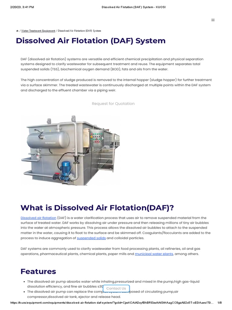 Dissolved Air Flotation (DAF) System | PDF | Sewage Treatment | Water ...