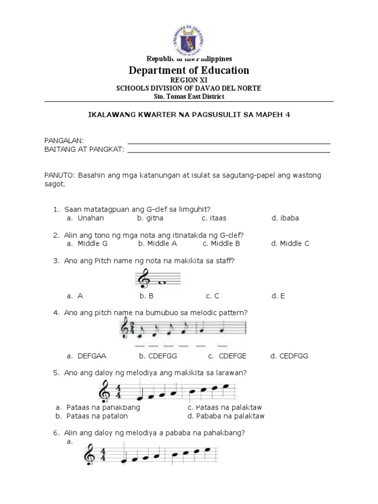 Mapeh 4 Q2 TQ | PDF