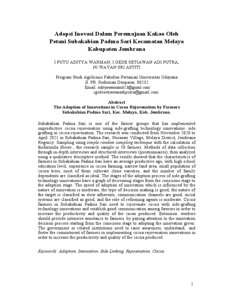 Jurnal Skripsi - I Putu Aditya Warman - 1606511088 | PDF | Scientific Method | Methodology