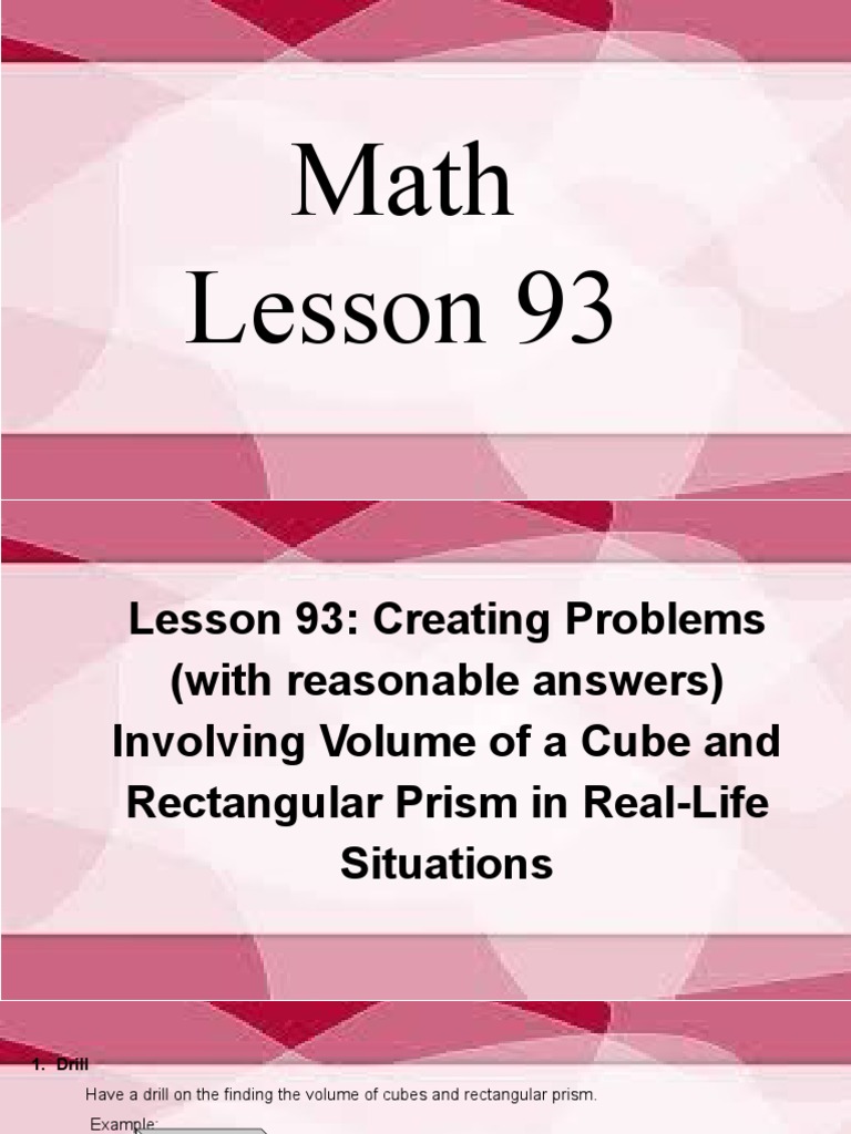 Math Lesson 93 | PDF | Volume | Mathematics