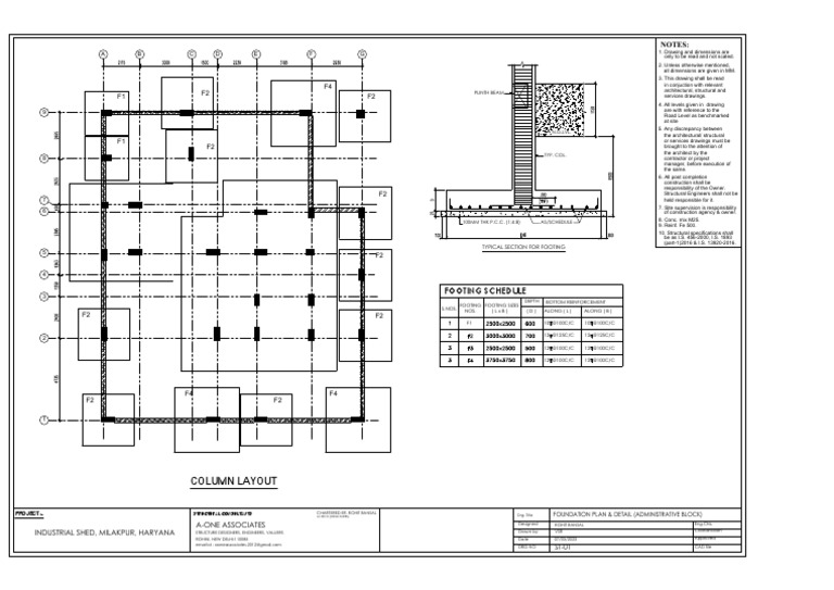 Foundation Detail (ADMIN BLOCK) - Model PDF | PDF | Design | Engineering