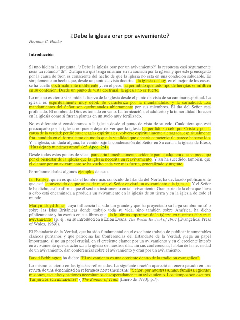 Debe La Iglesia Orar Por Avivamiento¿-Herman Hanko | PDF | Salvación ...
