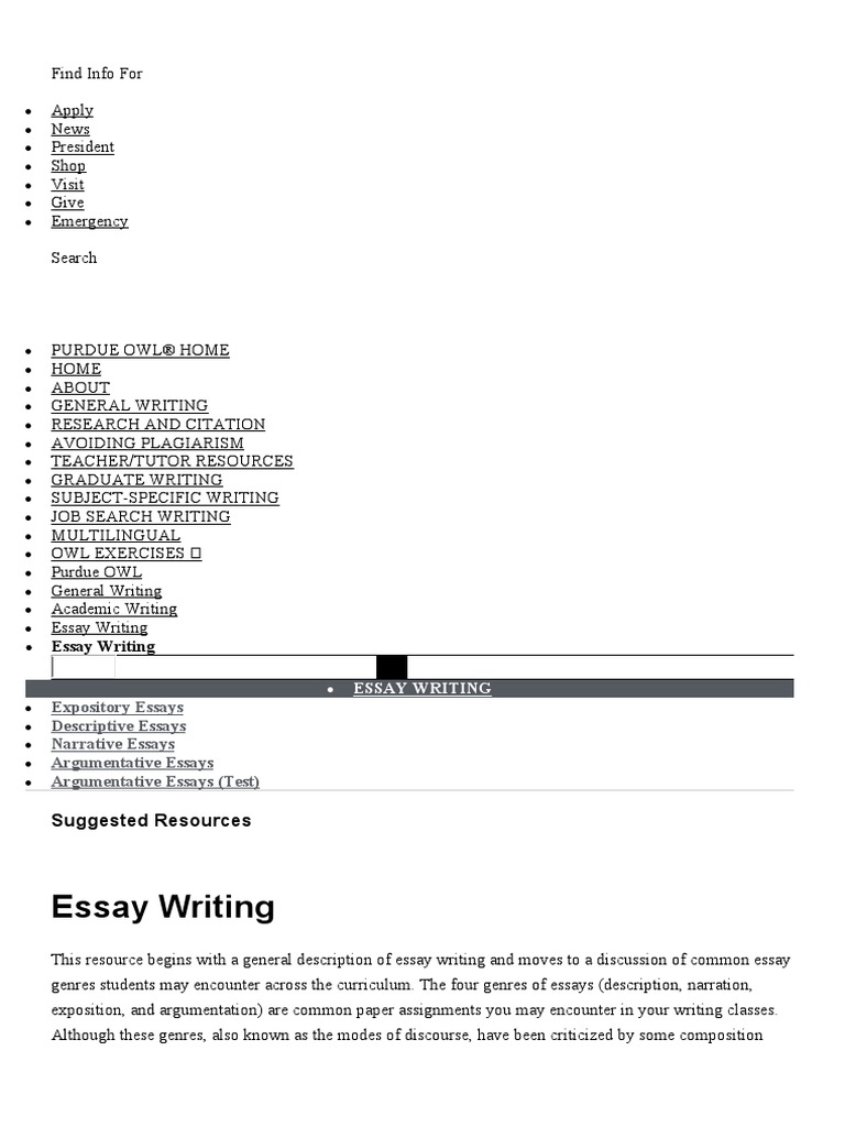 Essay Writing: Purdue Online Writing Lab | PDF | Essays | Thought
