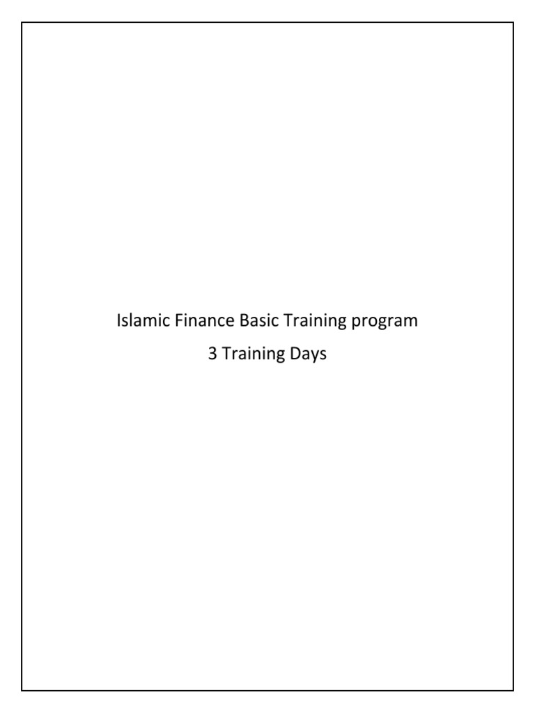 Islamic Finance Basic Training Program | PDF | Islamic Banking And Finance | Banks