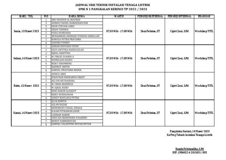 Jadwal Ukk Titl 2023 | PDF