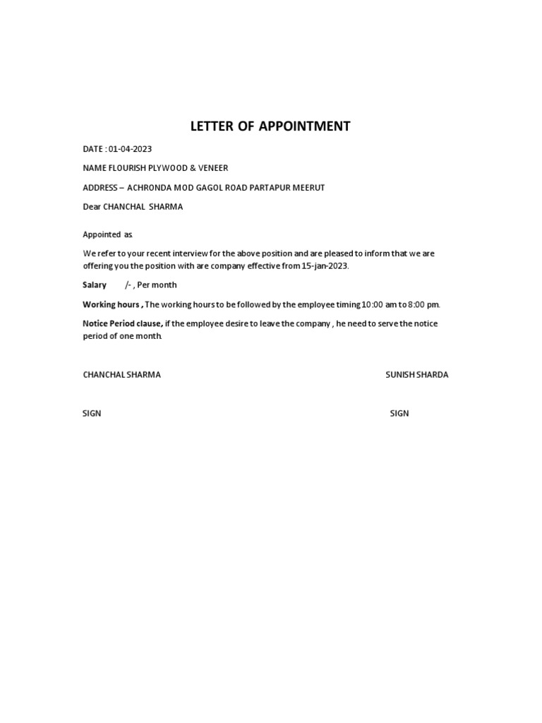 Apointment Leeter PDF | PDF