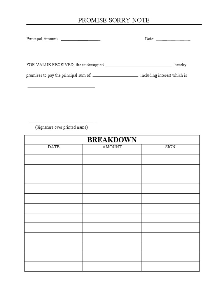 Promise Sorry Note | PDF