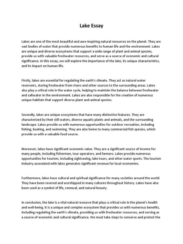 Lake Essay | Download Free PDF | Lake | Natural Environment