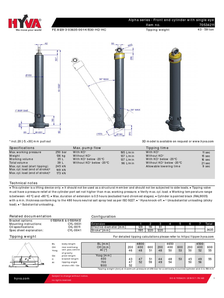 Hywa Tipping Cylinder-71534211 | PDF | Mechanical Engineering ...