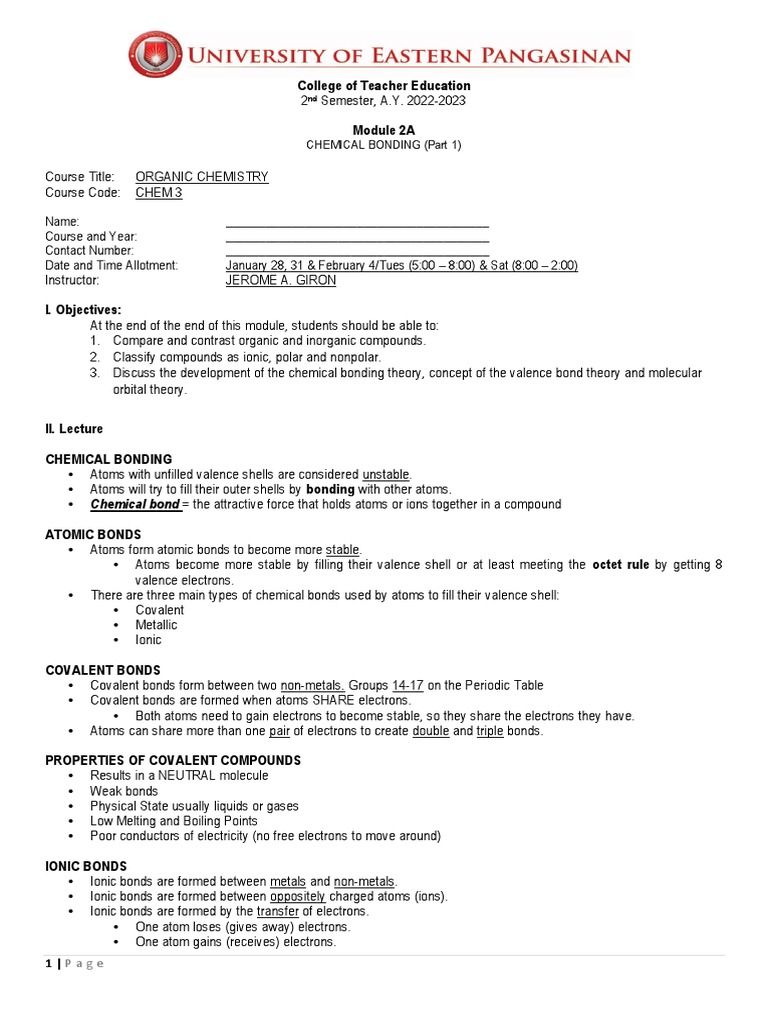 CHEM3 | Download Free PDF | Chemical Bond | Molecular Orbital