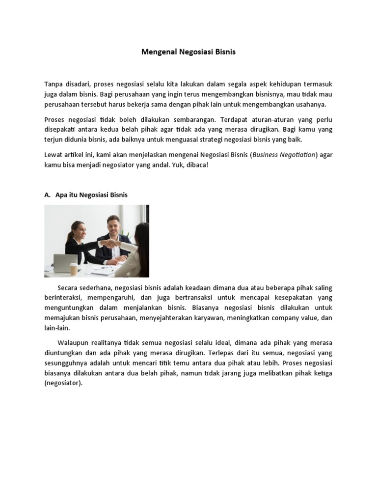Artikel - Mengenal Apa itu Business Negotiation | PDF