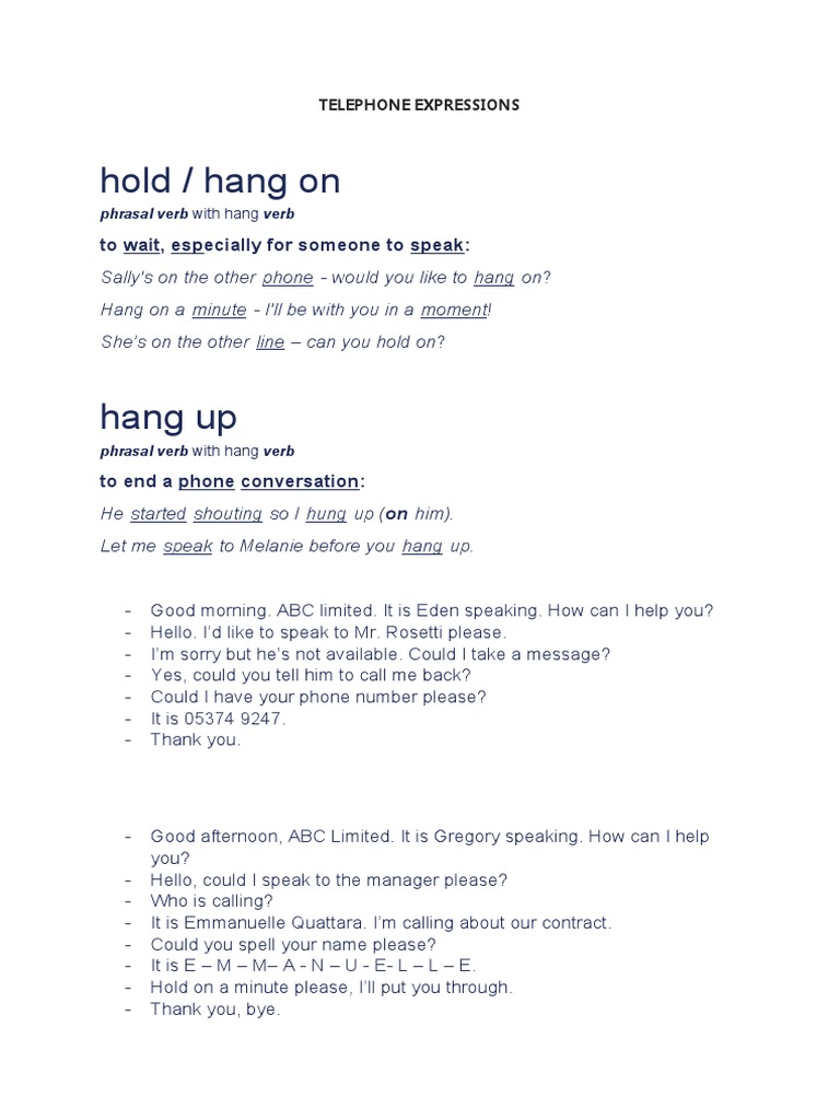 Telephone Expressions | PDF | Telephony | Telecommunications