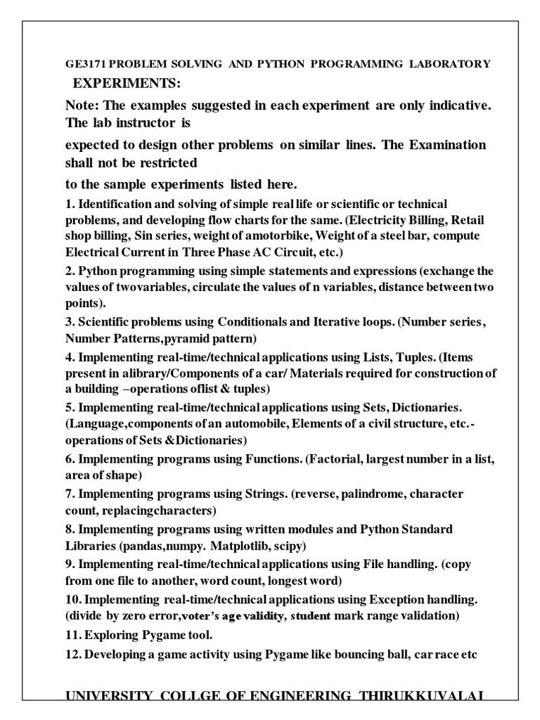 Ge3171 Problem Solving and Python Programming Laboratory | PDF | Python ...