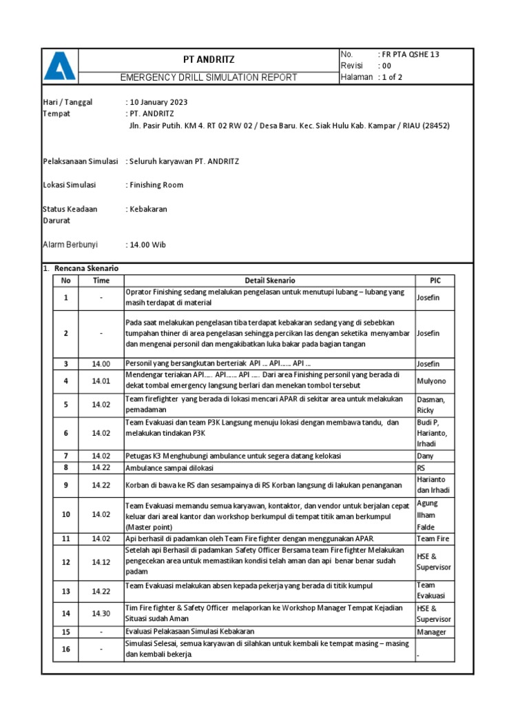 EMERGENCY DRILL SIMULATION REPORT FINAL - Encrypted | PDF