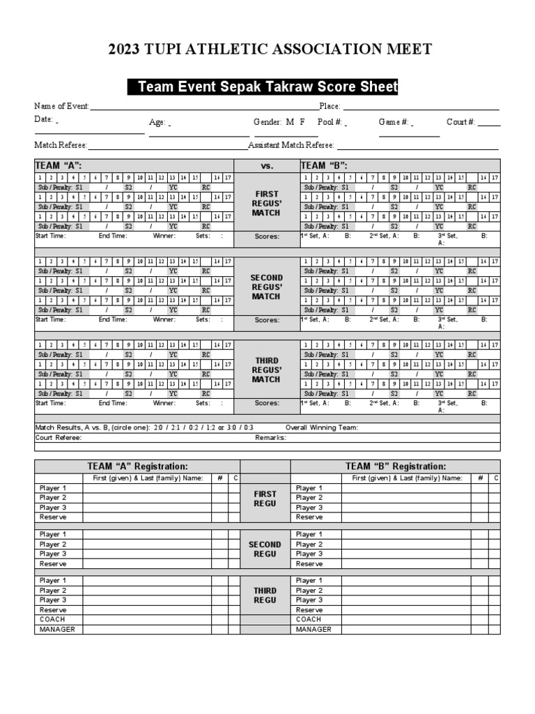 ScoreSheet-Team-2012 DOUBLE | PDF | Sports