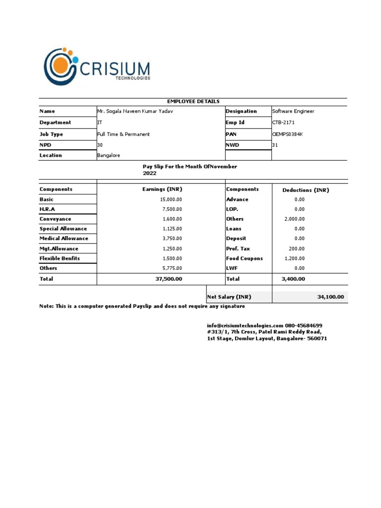 Payslip-Nov S | PDF