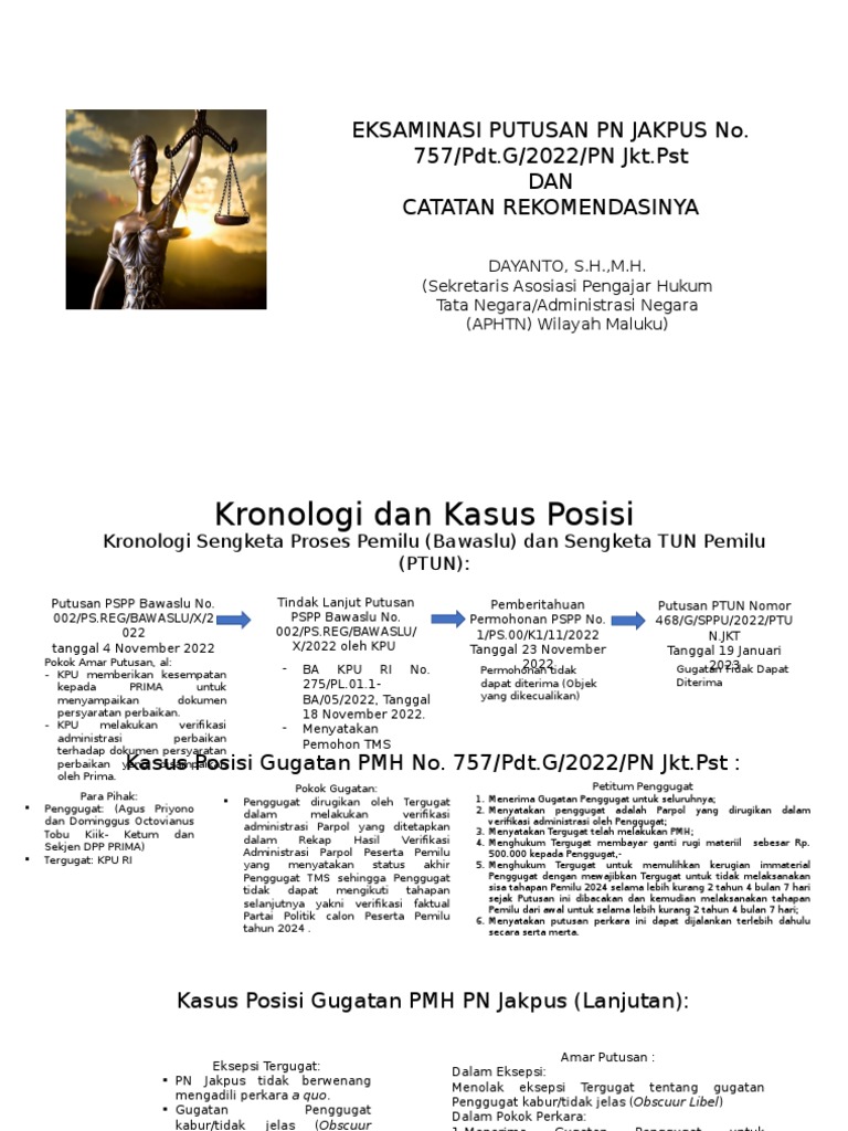 Sengketa Pemilu 2024: Analisis Putusan PN Jakpus | PDF