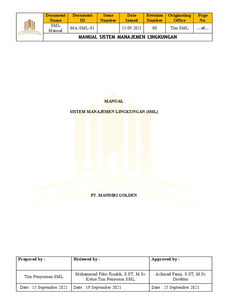 Manual SML PT. Mandiri Golden | PDF