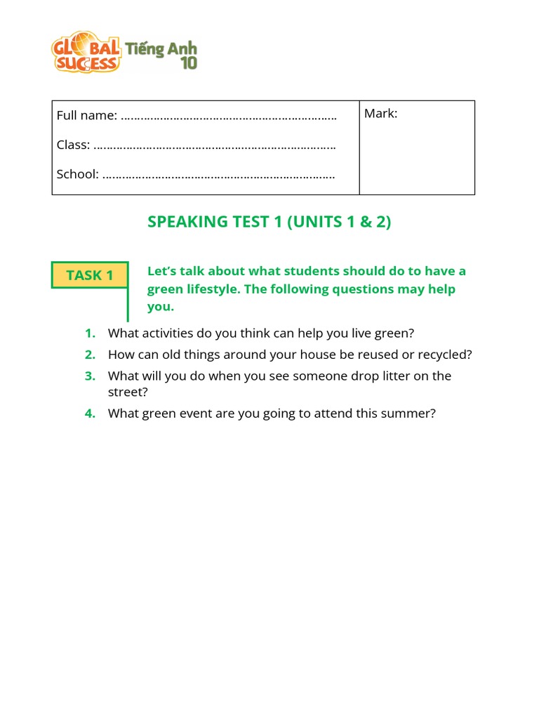 Speaking Test 1 | PDF
