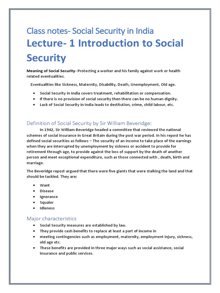 Social Security Overview in India | PDF | Cost Of Living | Welfare