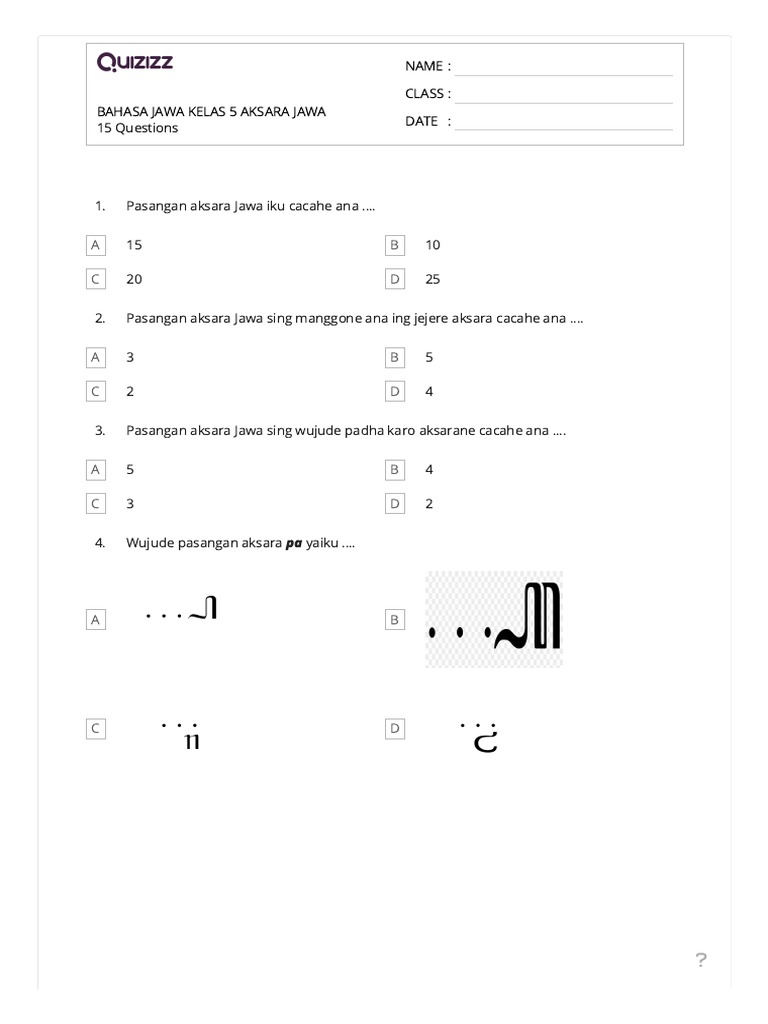 Bahasa Jawa Kelas 5 Aksara Jawa | PDF