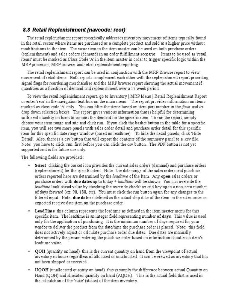 Retail Replenishment Report Explained | PDF | Debits And Credits | Business