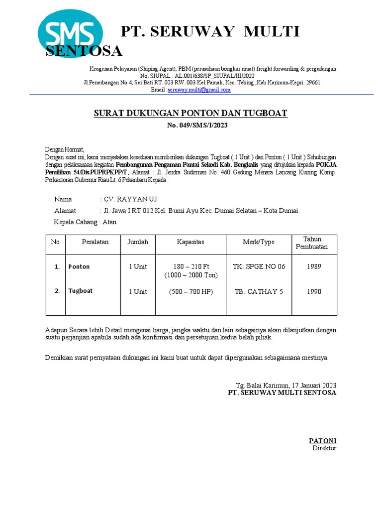Cv. Rayyan 049 Dukungan Ponton | PDF