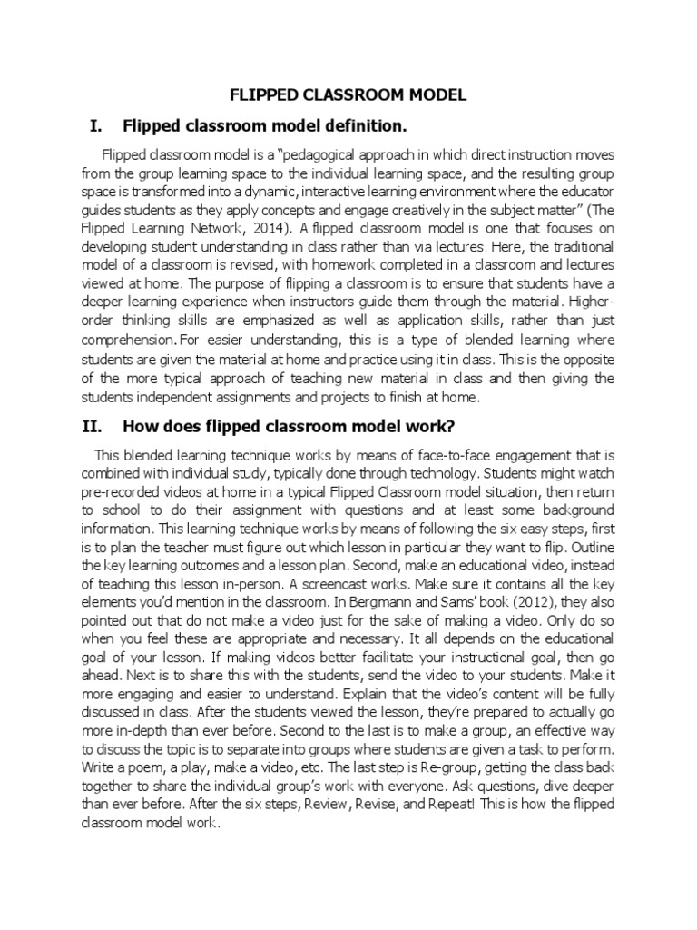 Flipped Classroom Model Overview | PDF | Learning | Teachers