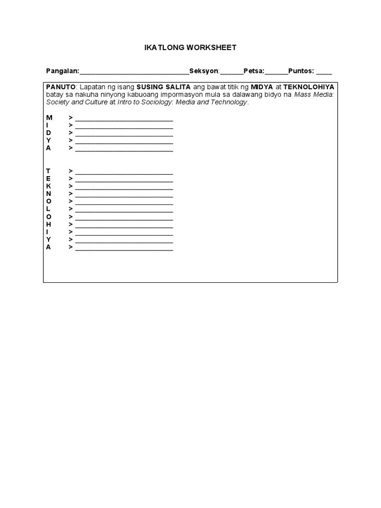 Unang Aralin - WORKSHEET - 3 | PDF